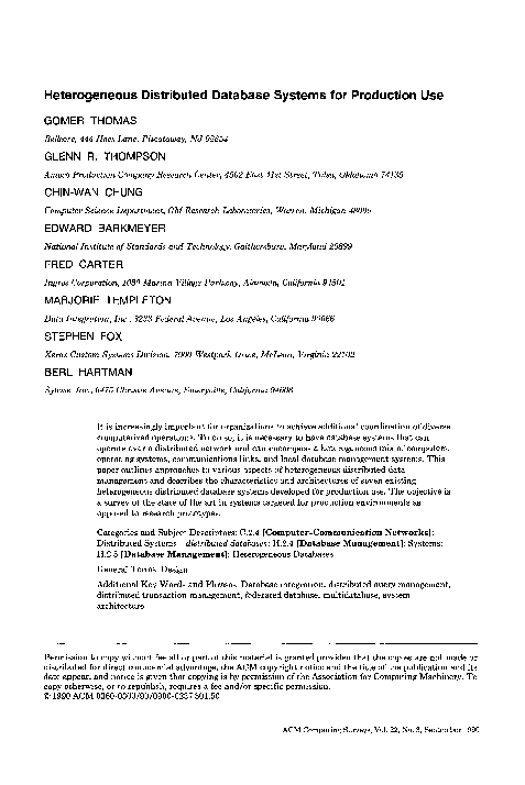 (PDF) Heterogeneous distributed database systems for production use
