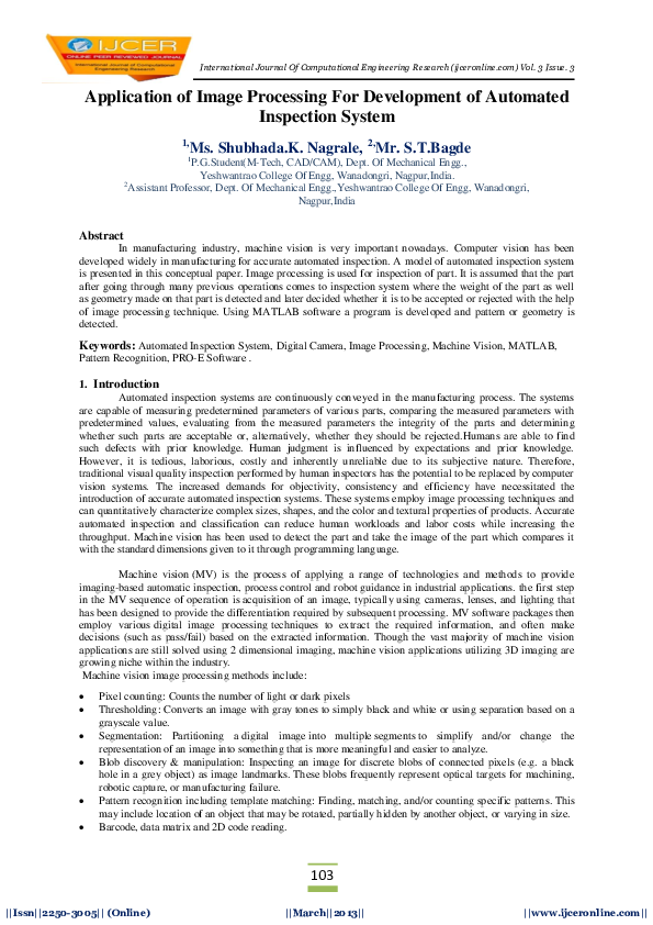 (PDF) Application of Image Processing For Development of Automated ...