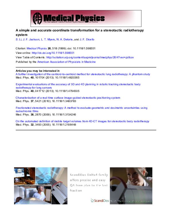 (PDF) A simple and accurate coordinate transformation for a ...