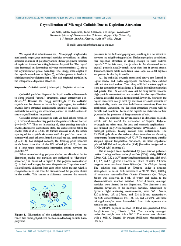 (PDF) Crystallization of Microgel Colloids Due to Depletion Attraction