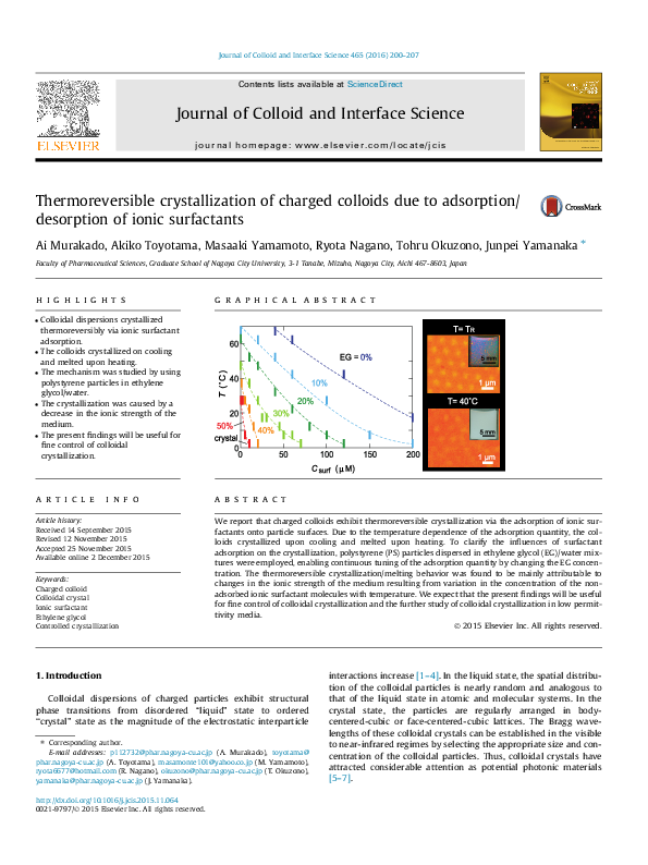(PDF) Thermoreversible crystallization of charged colloids due to ...