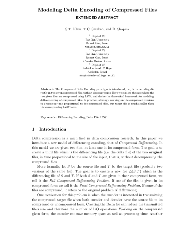 (PDF) Modeling Delta Encoding of Compressed Files