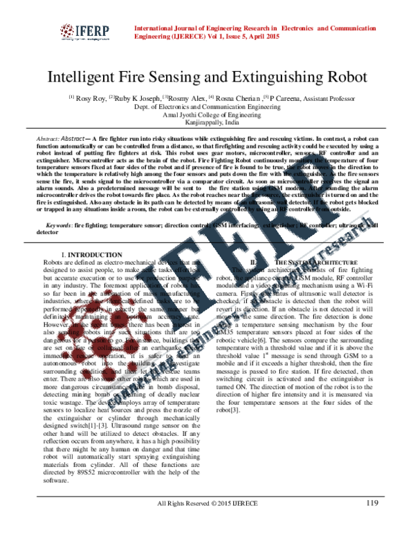 (PDF) Intelligent Fire Sensing and Extinguishing Robot