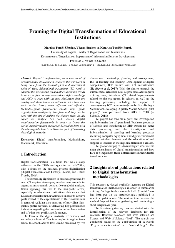 (PDF) Framing the Digital Transformation of Educational Institutions