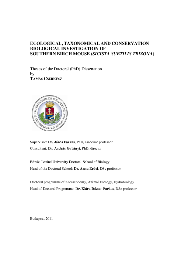 (PDF) Ecological, Taxonomical and Conservation Biological Investigation ...