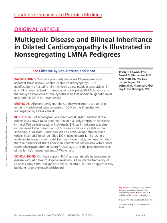 (PDF) Multigenic Disease and Bilineal Inheritance in Dilated ...