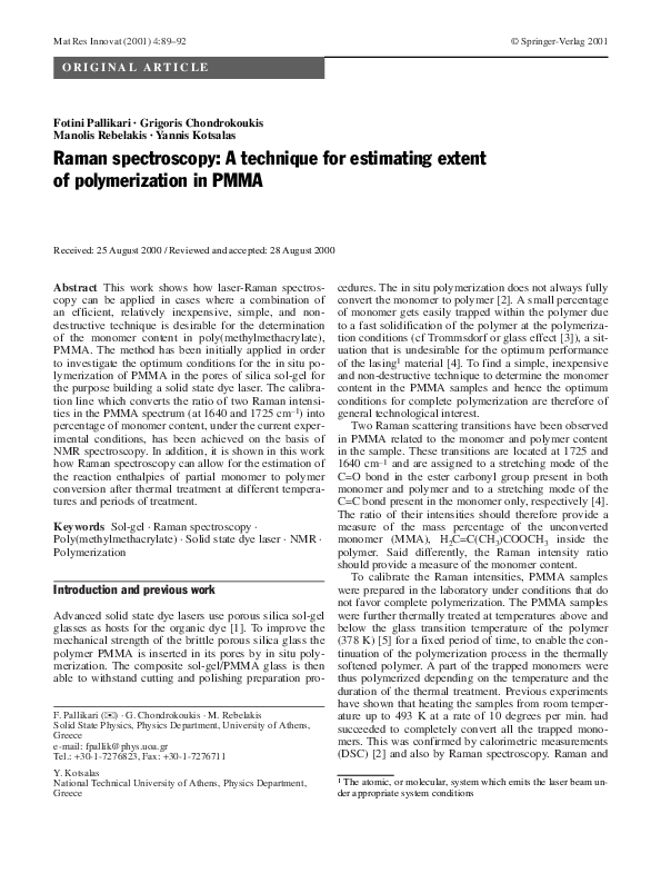 (PDF) Raman spectroscopy: A technique for estimating extent of ...