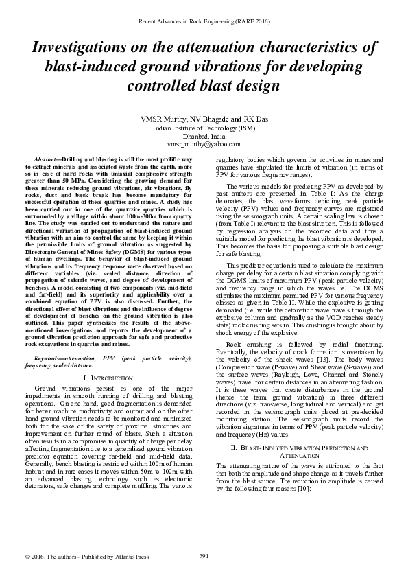 (PDF) Investigations on the attenuation characteristics of blast ...