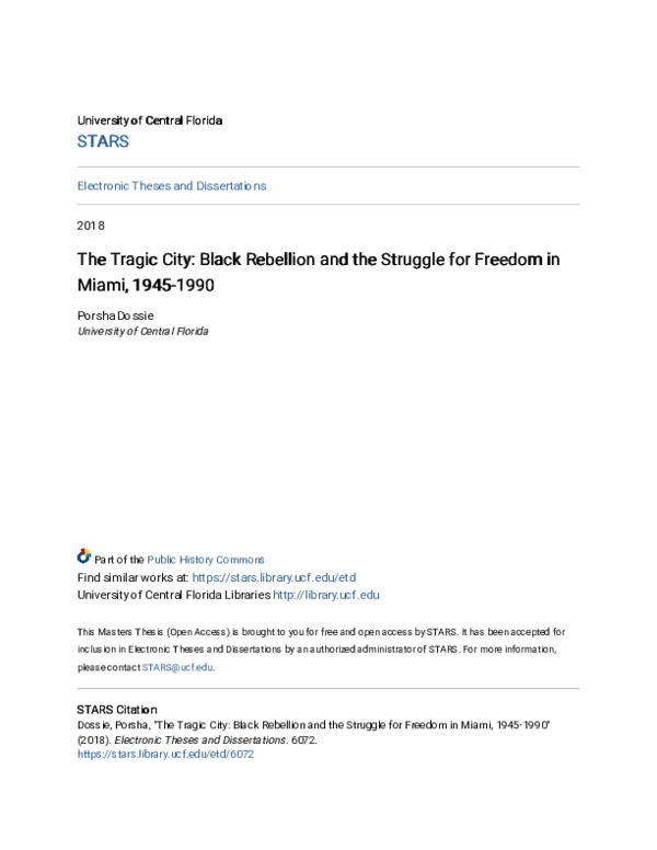 (PDF) The Tragic City: Black Rebellion and the Struggle for Freedom in ...