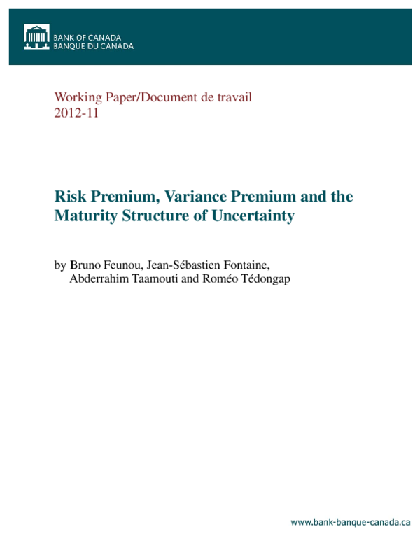 (PDF) Risk Premium, Variance Premium, and the Maturity Structure of ...