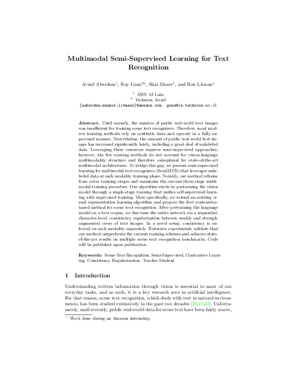 (PDF) Multimodal Semi-Supervised Learning for Text Recognition