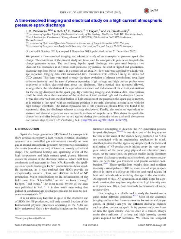 (PDF) A time-resolved imaging and electrical study on a high current ...