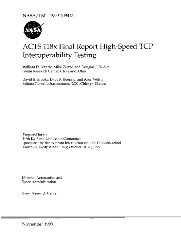 Pdf Acts 118x Final Report High Speed Tcp Interoperability Testing 9202