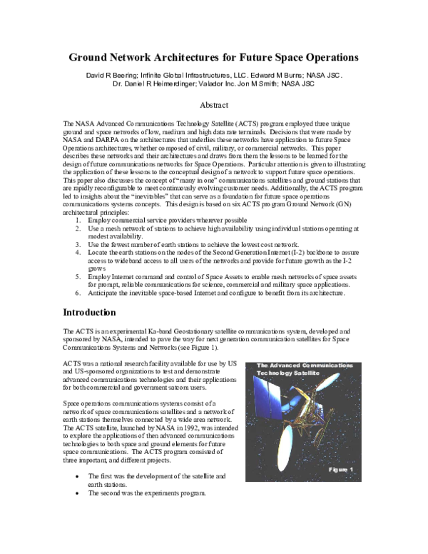 (PDF) Ground Network Architectures for Future Space Operations