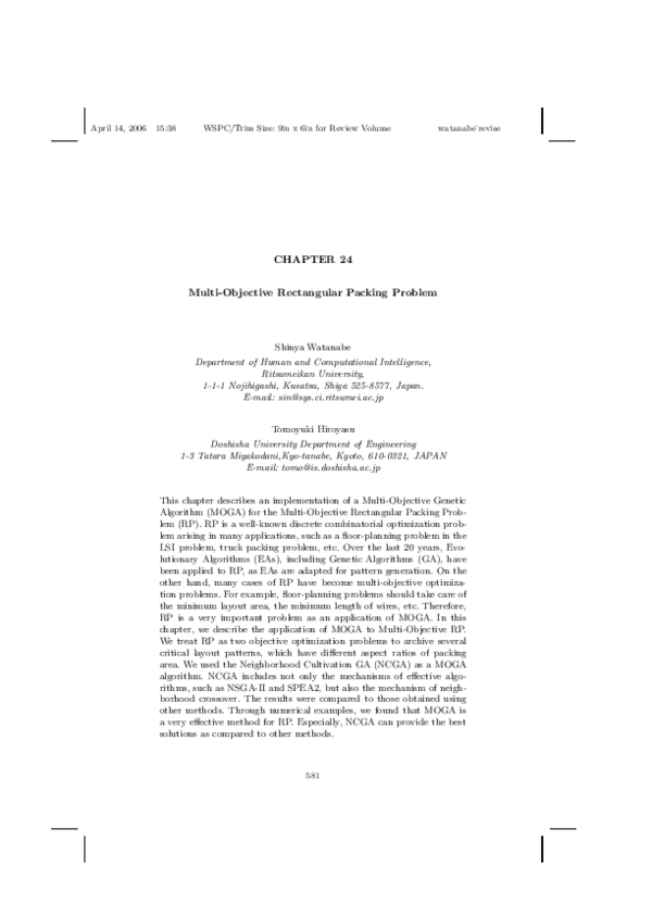 (PDF) Multi-Objective Rectangular Packing Problem | Shinya Watanabe - Academia.edu