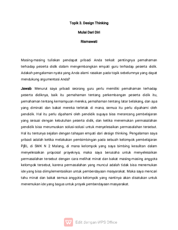 (PDF) Topik 3 Mulai Dari Diri Design Thinking
