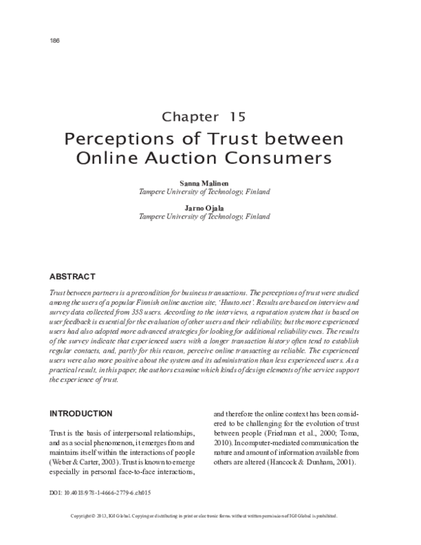 (PDF) Perceptions of Trust Between Online Auction Consumers