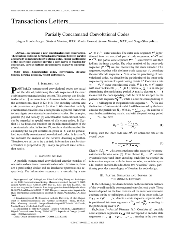 (PDF) Partially concatenated convolutional codes