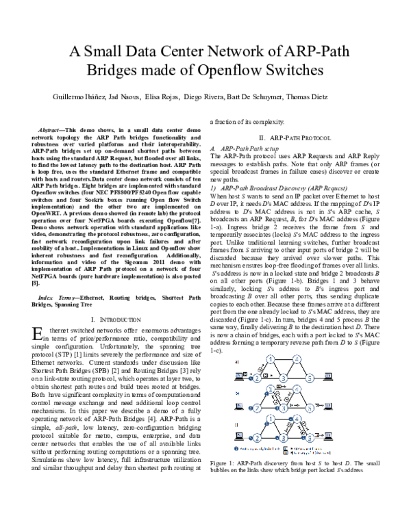 (PDF) A Small Data Center Network of ARP-Path Bridges made of Openflow Switches