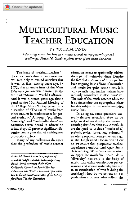 (PDF) Multicultural Music Teacher Education
