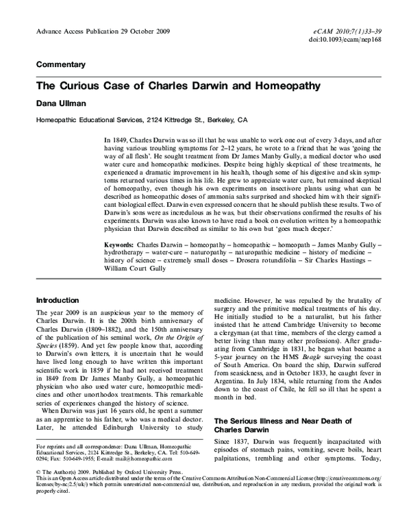 (PDF) The Curious Case of Charles Darwin and Homeopathy