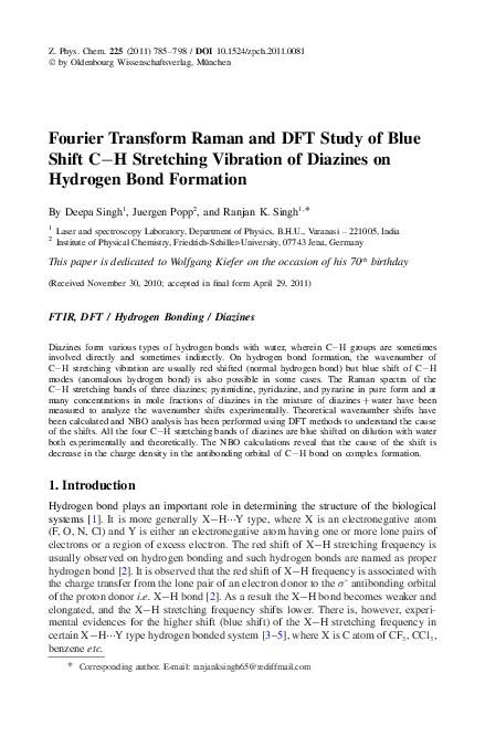 (PDF) Fourier Transform Raman and DFT Study of Blue Shift C–H ...