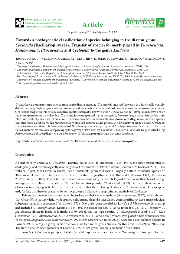 (PDF) Towards a phylogenetic classification of species belonging to the ...
