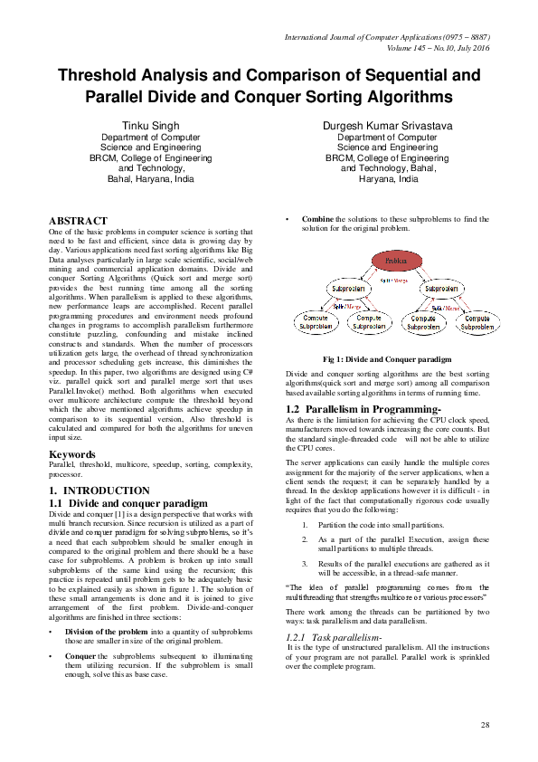 (PDF) Threshold Analysis and Comparison of Sequential and Parallel ...