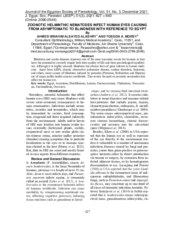 (PDF) Zoonotic Helminthic Nematodes Infect Human Eyes Causing from ...