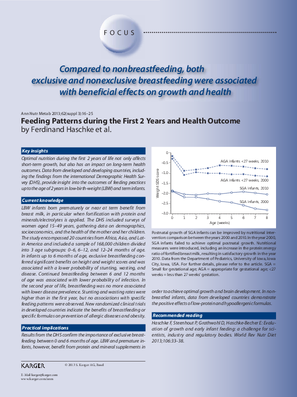 (PDF) Feeding Patterns during the First 2 Years and Health Outcome