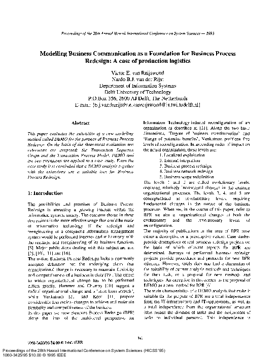 (PDF) Modelling business communication as a foundation for business process redesign: a case of ...