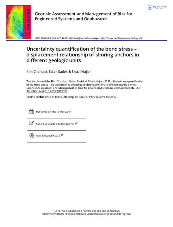 (PDF) Uncertainty quantification of the bond stress – displacement relationship of shoring ...