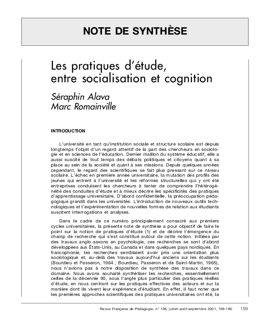 (PDF) Note de synthèse