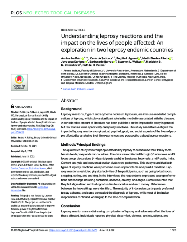 (PDF) Understanding leprosy reactions and the impact on the lives of ...