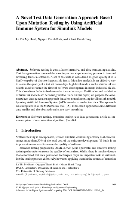 Pdf A Novel Test Data Generation Approach Based Upon Mutation Testing By Using Artificial