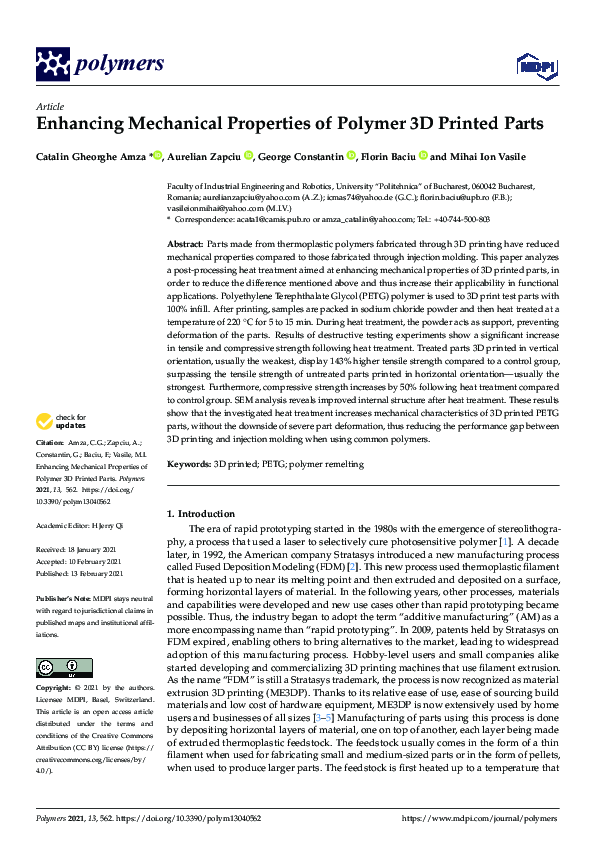 (PDF) Enhancing Mechanical Properties of Polymer 3D Printed Parts