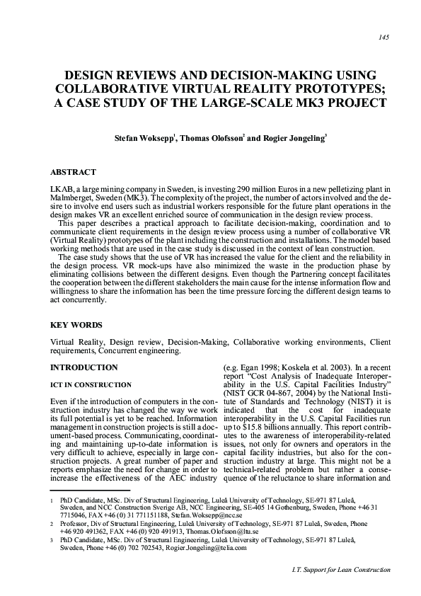(PDF) Design reviews and decision-making using collaborative virtual ...