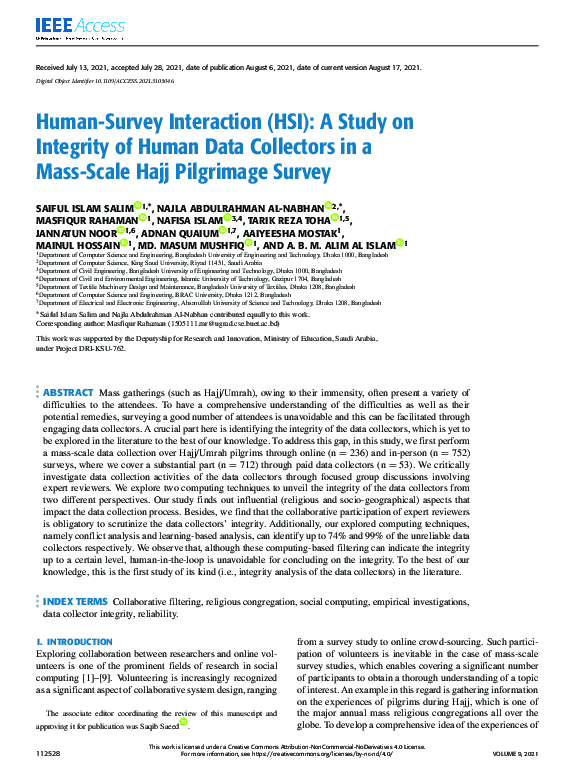 (PDF) Human-Survey Interaction (HSI): A Study on Integrity of Human ...