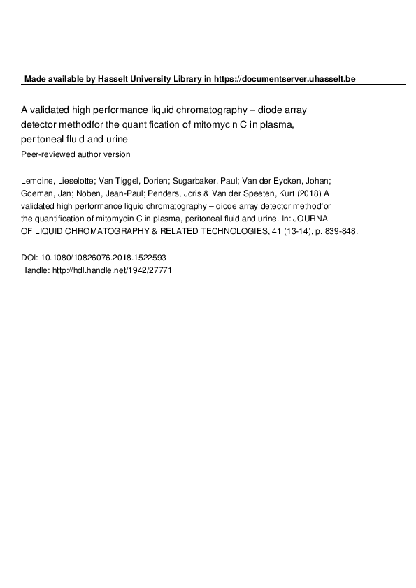 (PDF) A validated high performance liquid chromatography – diode array detector method for the ...