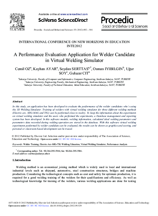 (PDF) A Performance Evaluation Application for Welder Candidate in ...