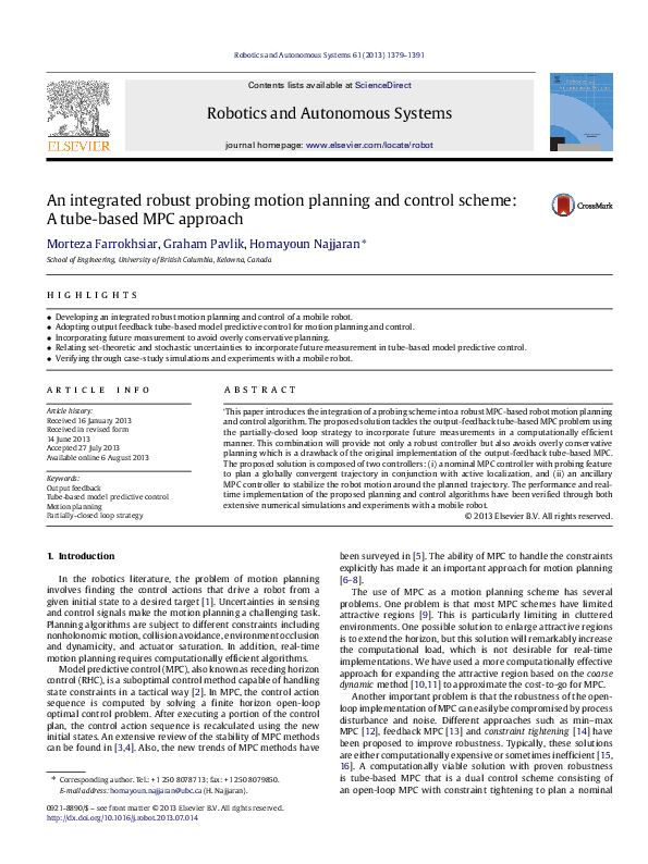 (PDF) An integrated robust probing motion planning and control scheme: A tube-based MPC approach ...