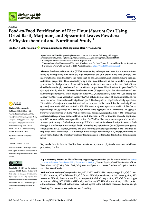 (PDF) Food-to-Food Fortification of Rice Flour (Swarna Cv.) Using Dried ...