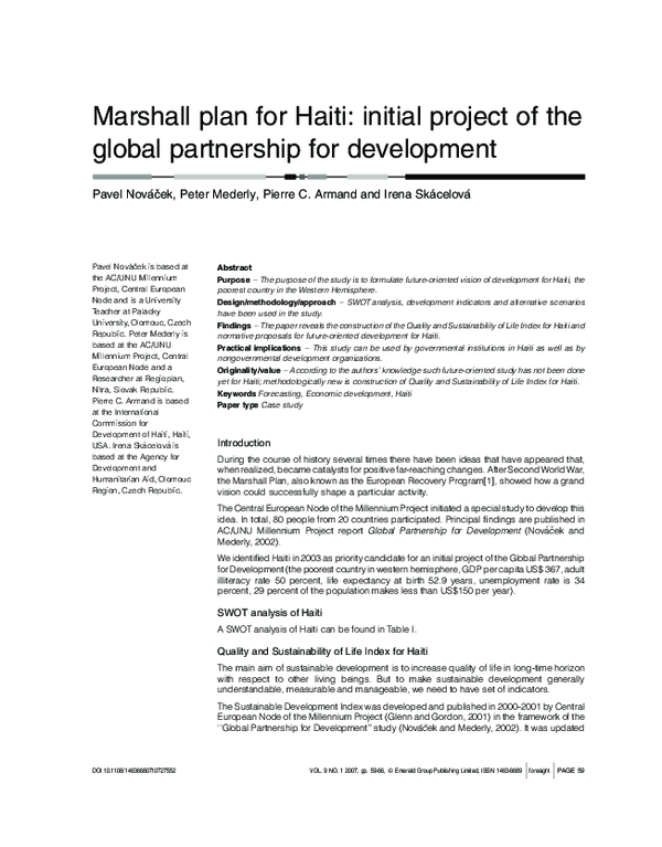 (PDF) Future Development Vision for Haiti