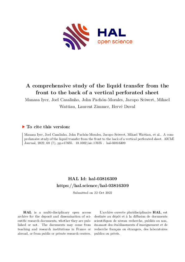 (PDF) A comprehensive study of the liquid transfer from the front to ...