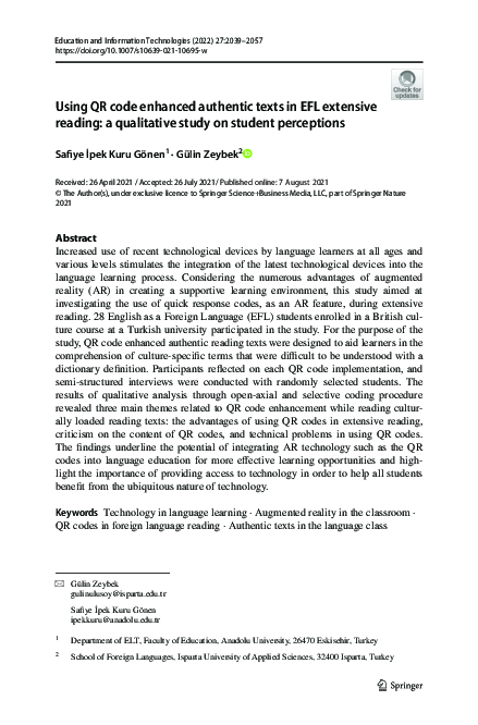 (PDF) Using QR code enhanced authentic texts in EFL extensive reading ...