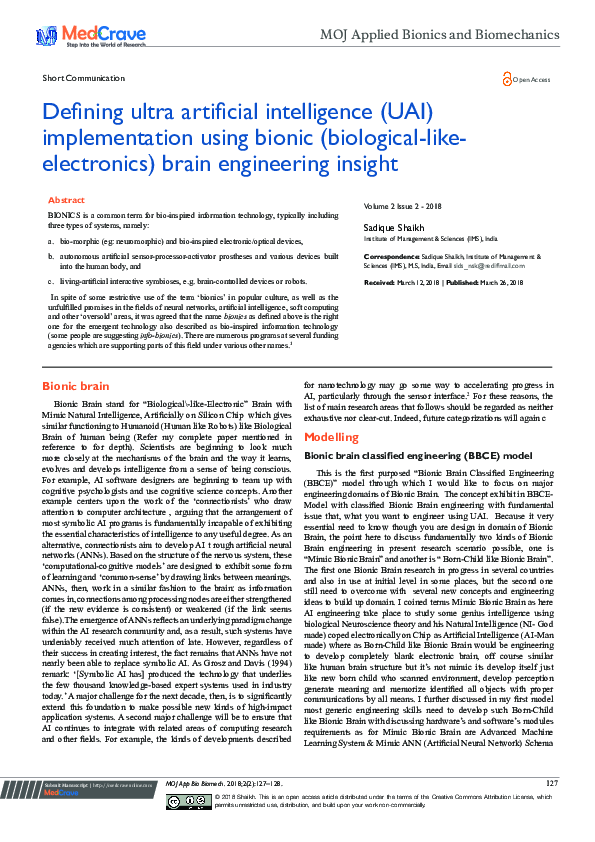 (PDF) Defining ultra artificial intelligence (UAI) implementation using bionic (biological-like ...