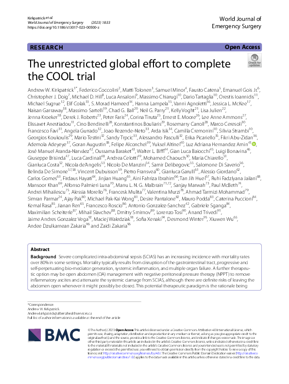 (PDF) The unrestricted global effort to complete the COOL trial