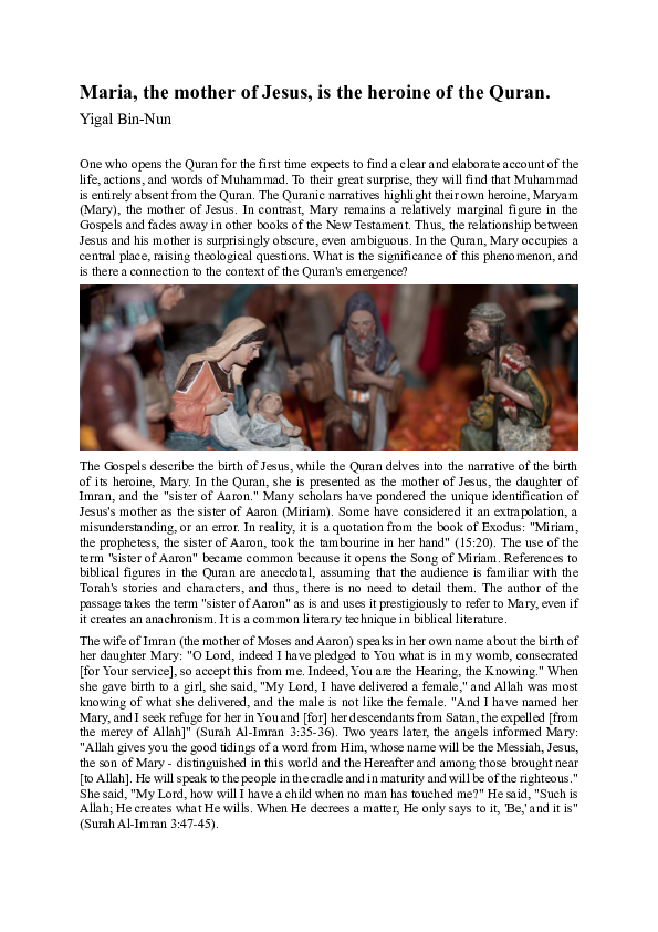 (PDF) Maria mother of Jesus heroine of the Quran.