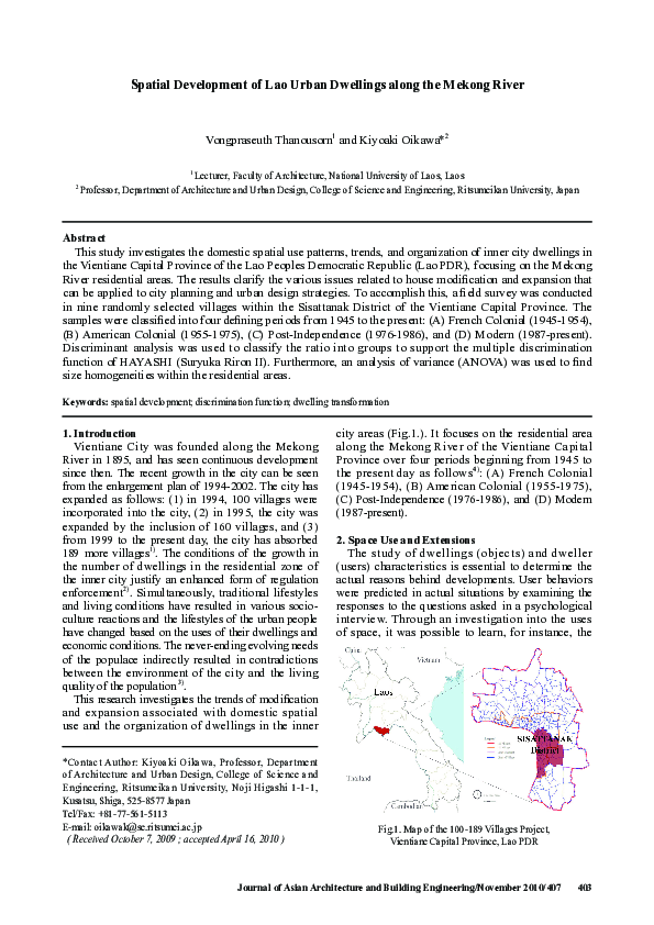 (PDF) Spatial Development of Lao Urban Dwellings along the Mekong River