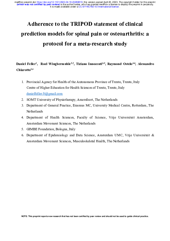 (PDF) Adherence to the TRIPOD statement of clinical prediction models ...
